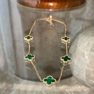 unbranded | Jewelry | Stainless Steel Green Clover With Gold Chain ...